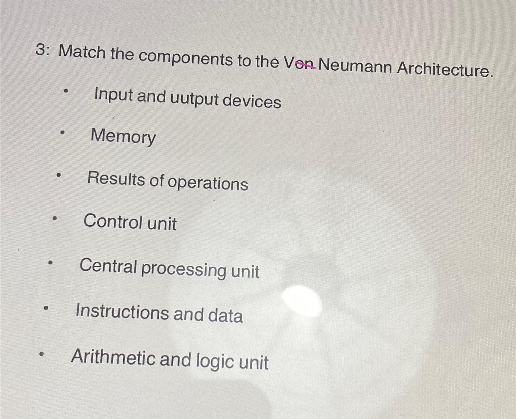 Solved 3: Match the components to the Von Neumann | Chegg.com