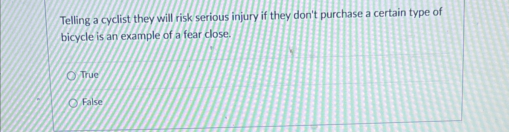 Solved Telling a cyclist they will risk serious injury if | Chegg.com