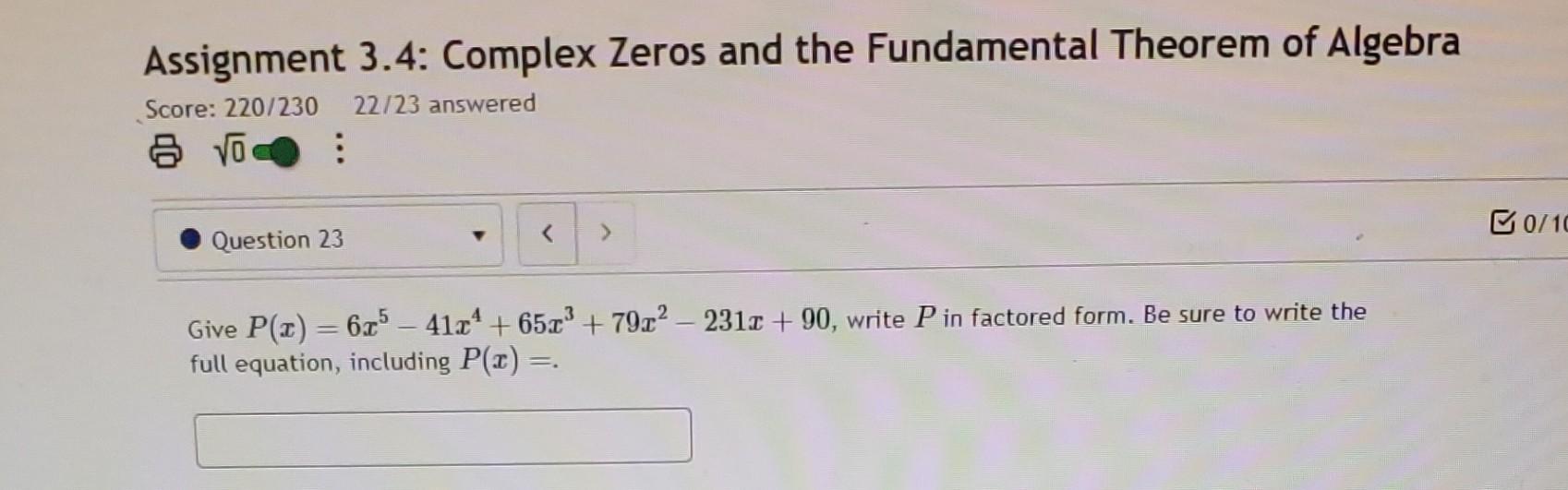 Solved Assignment 3.4: Complex Zeros and the Fundamental | Chegg.com