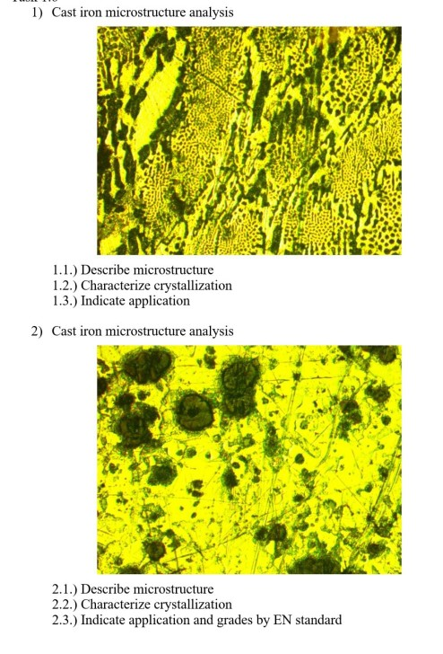 Solved 1) Cast iron microstructure analysis 1.1.) Describe | Chegg.com