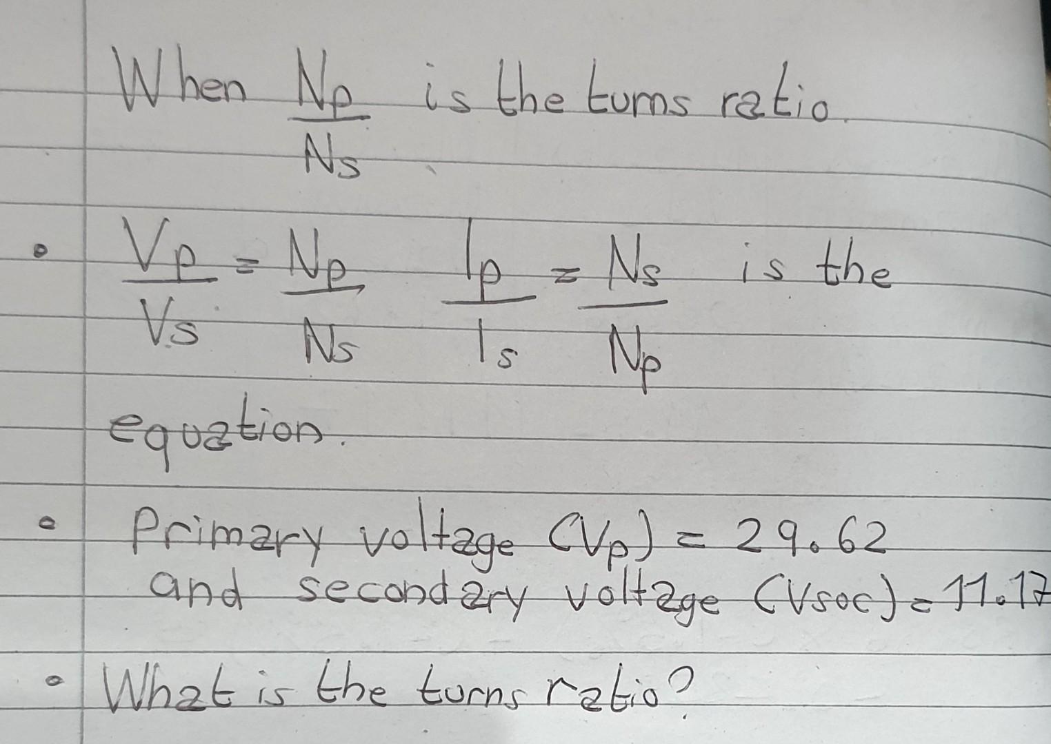 Solved 10 When Ne is the tums ratio Ns Ve Ne le Ne is the Vs | Chegg.com