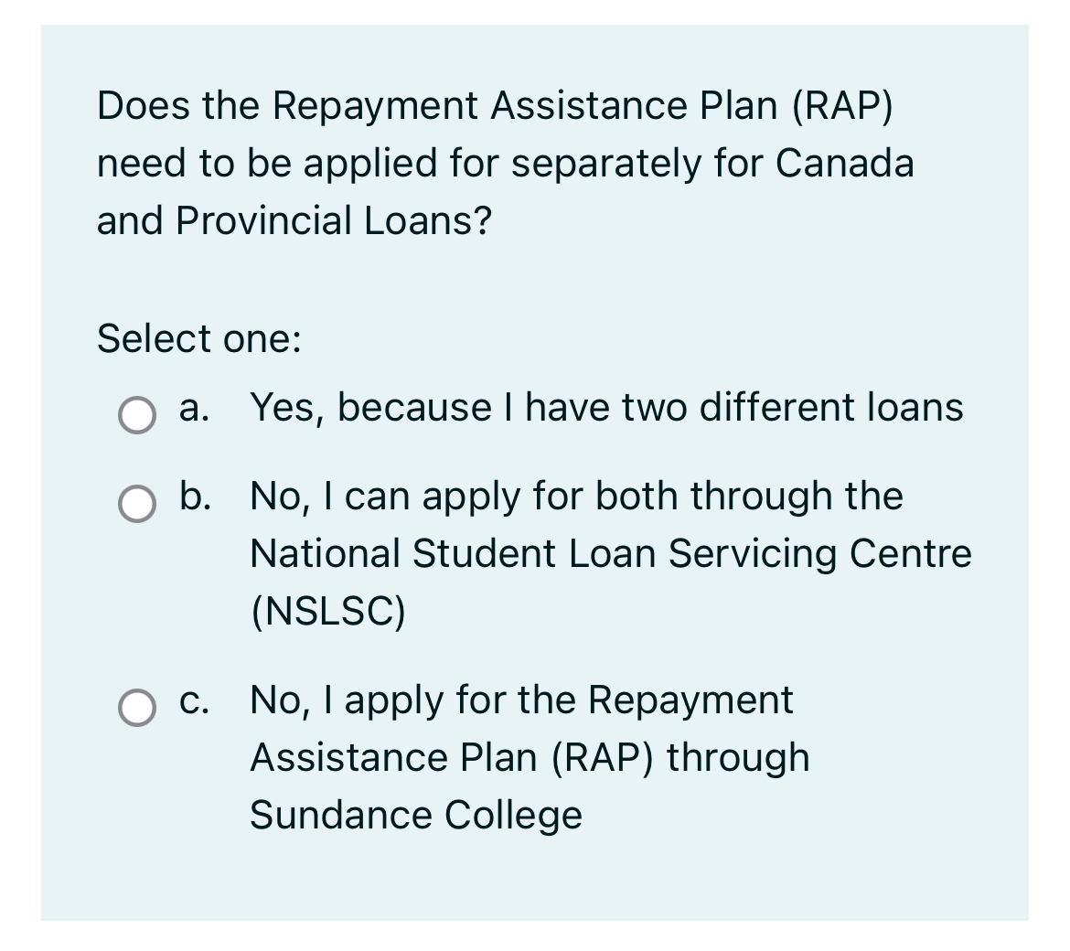 Does the Repayment Assistance Plan (RAP) ﻿need to be | Chegg.com