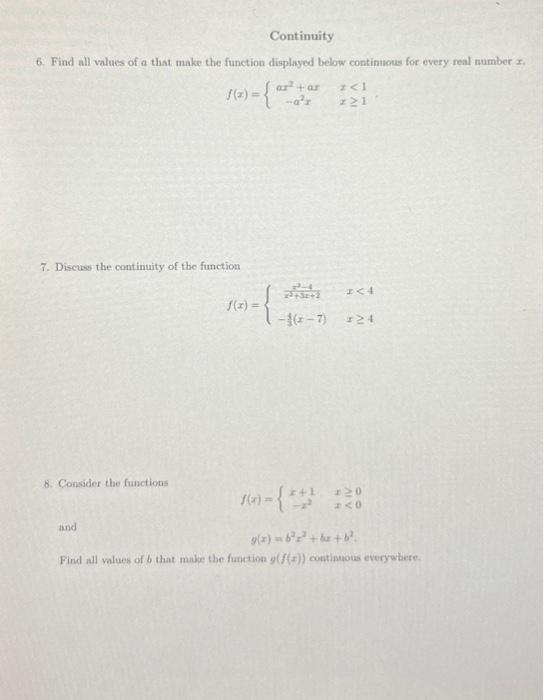 Solved 6. Find all values of a that make the function | Chegg.com
