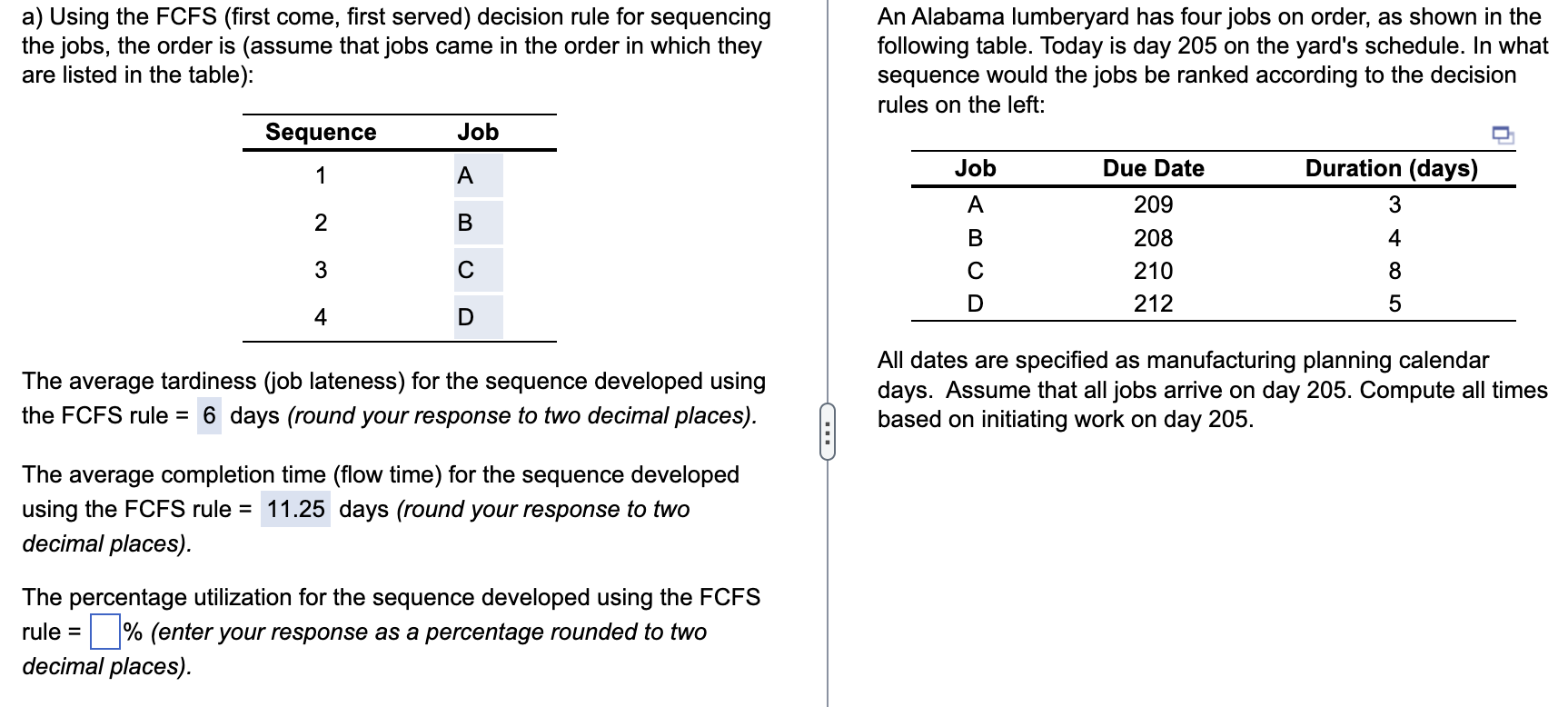 Solved a) ﻿Using the FCFS (first come, first served) | Chegg.com