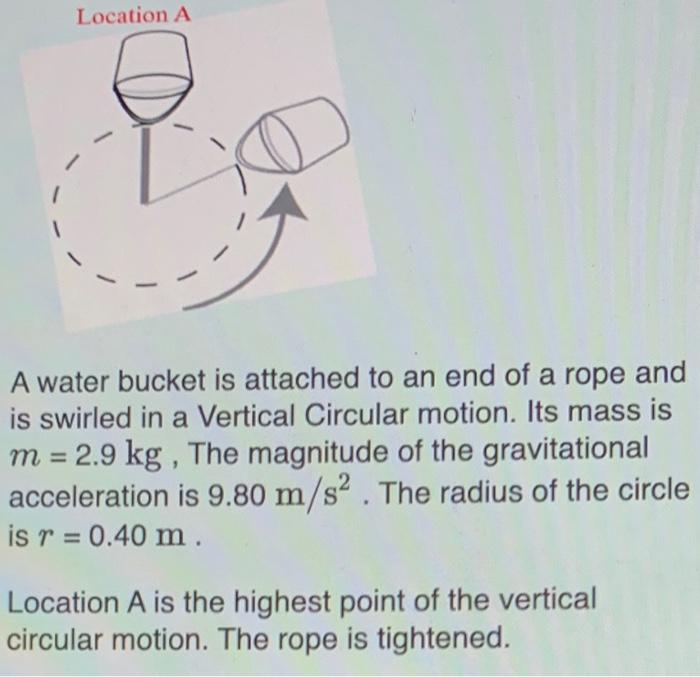 Solved Location A A water bucket is attached to an end of a | Chegg.com