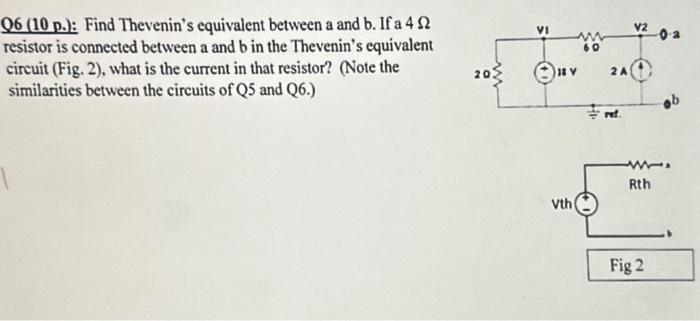 Solved Q6 (10 p.): Find Thevenin's equivalent between a and | Chegg.com