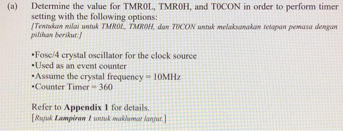 Solved (a) Determine the value for TMROL, TMROH, and TOCON | Chegg.com
