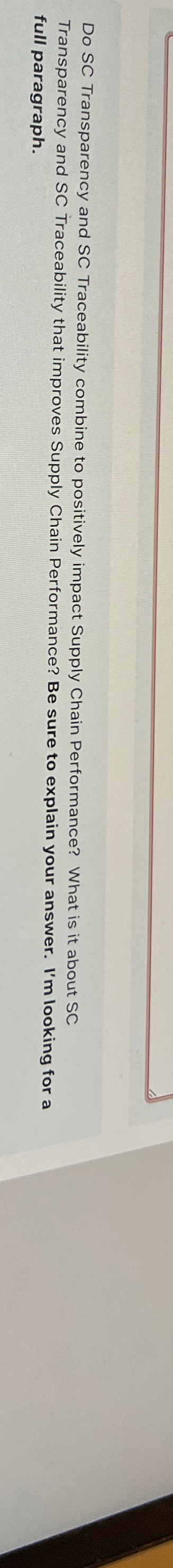 Solved Do SC Transparency and SC Traceability combine to | Chegg.com