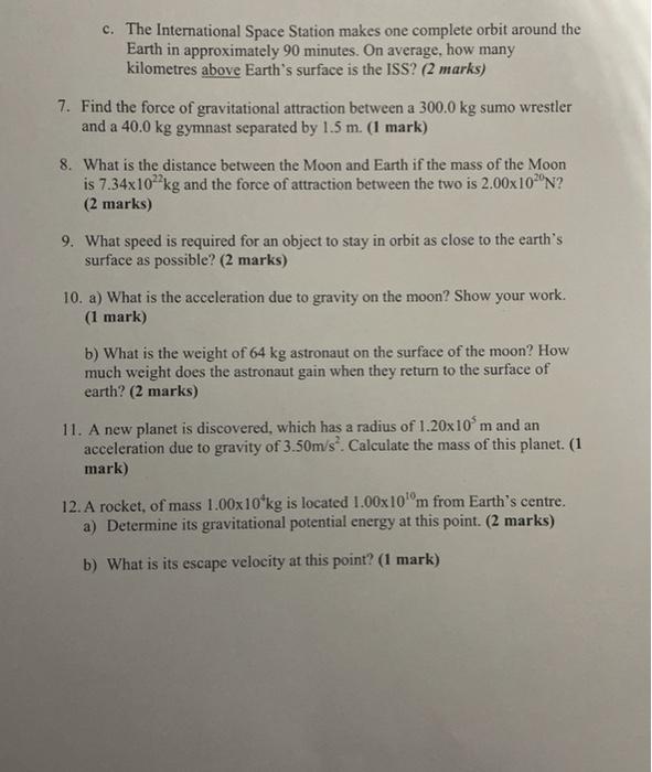 Solved Circular & Satellite Motion Assignment *Show your | Chegg.com