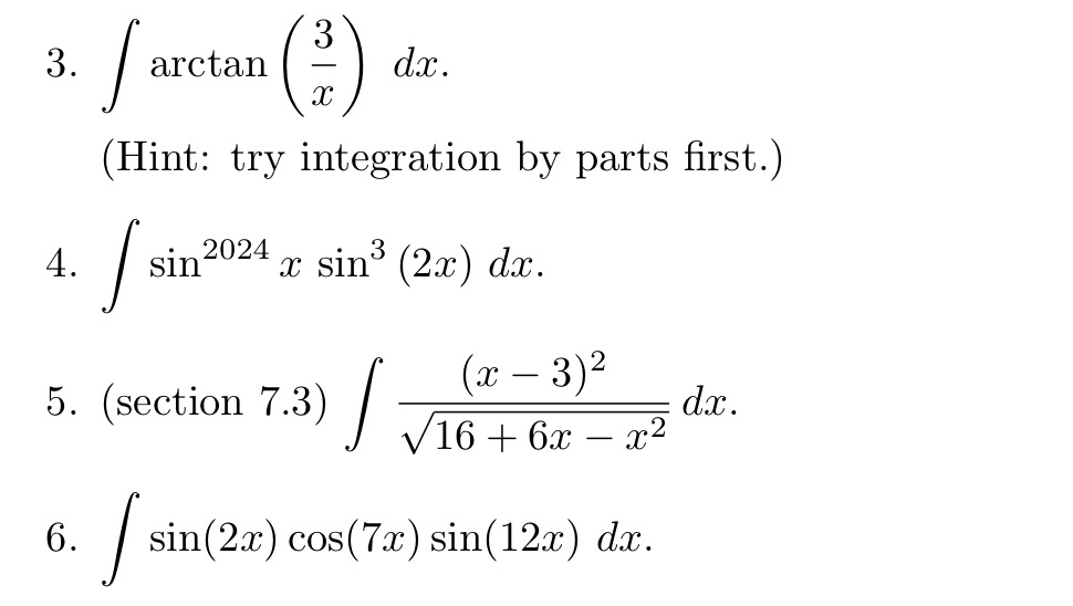 Solved ∫﻿﻿arctan(3x)dx.(Hint: try integration by parts | Chegg.com
