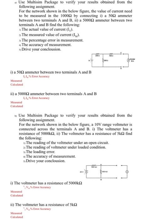 Solved Use Multisim Package to verify your results obtained | Chegg.com