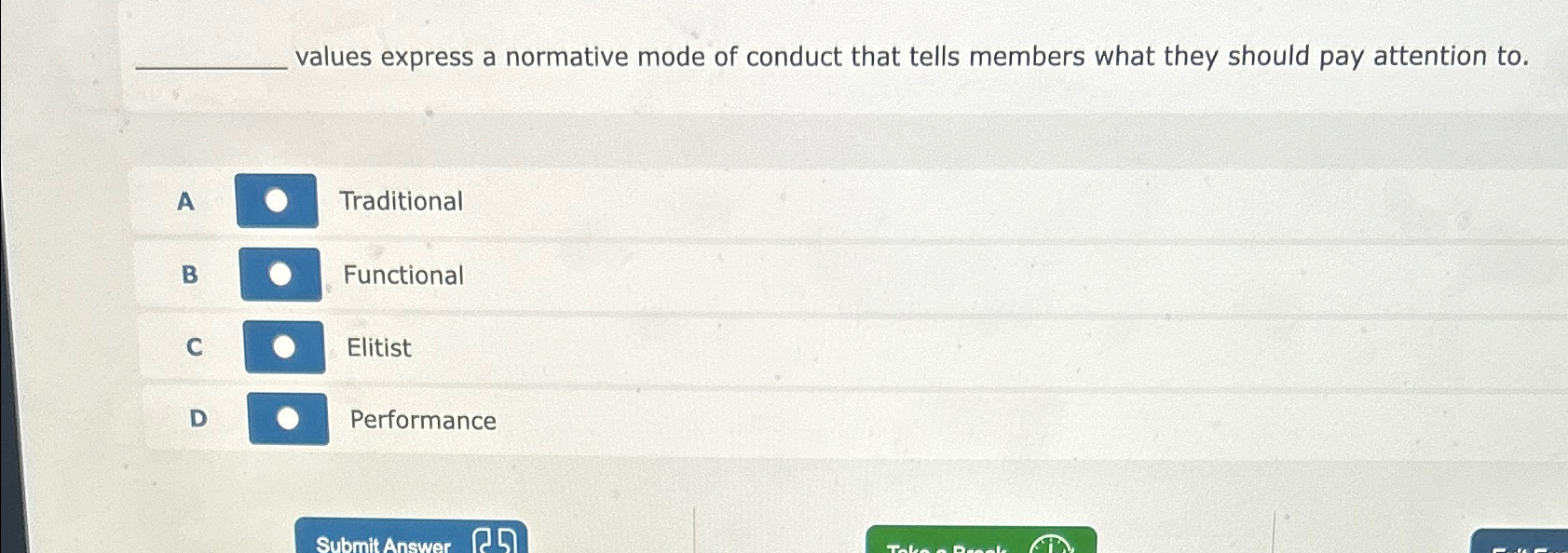 Solved values express a normative mode of conduct that tells | Chegg.com