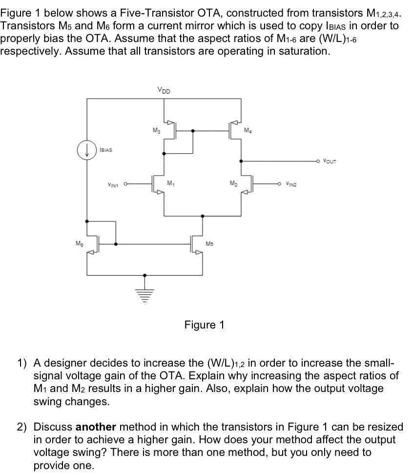 Solved Figure 1 ﻿below shows a Five-Transistor OTA, | Chegg.com