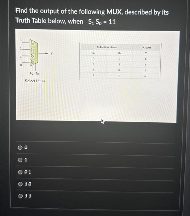 Solved Find the output of the following MUX, described by | Chegg.com