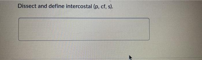 Solved Dissect and define intercostal (p, cf, s). Dissect | Chegg.com