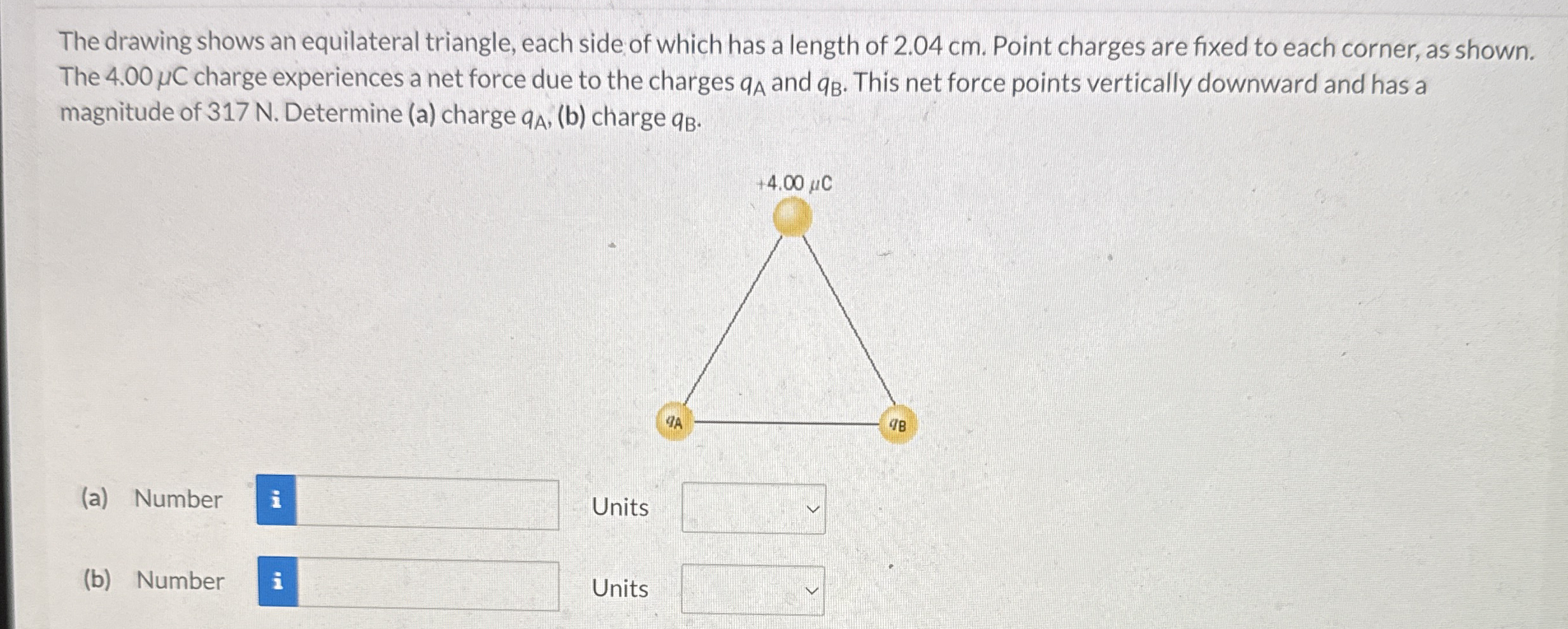 Solved The drawing shows an equilateral triangle, each side | Chegg.com