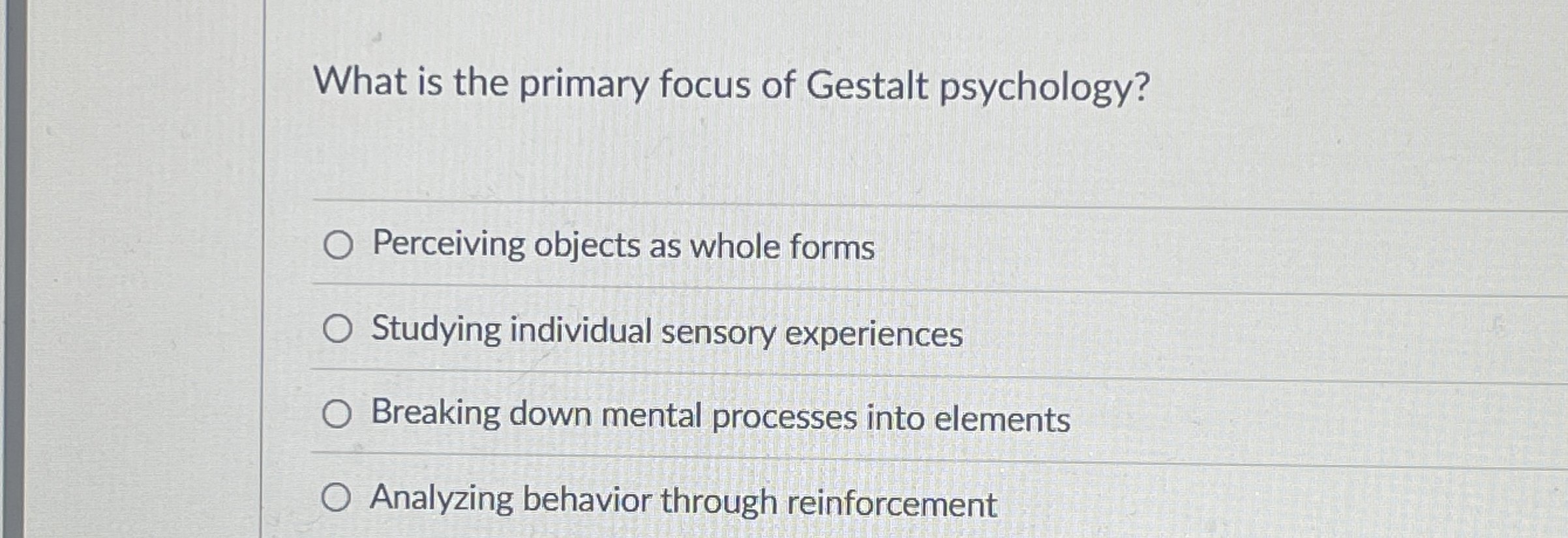 Solved What is the primary focus of Gestalt | Chegg.com