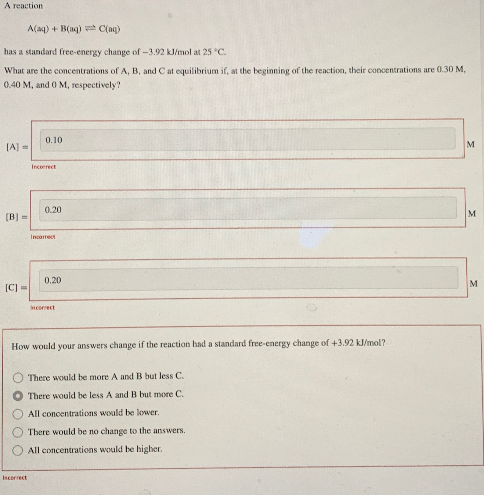 Solved A reactionA(aq)+B(aq)⇌C(aq)has a standard free-energy | Chegg.com