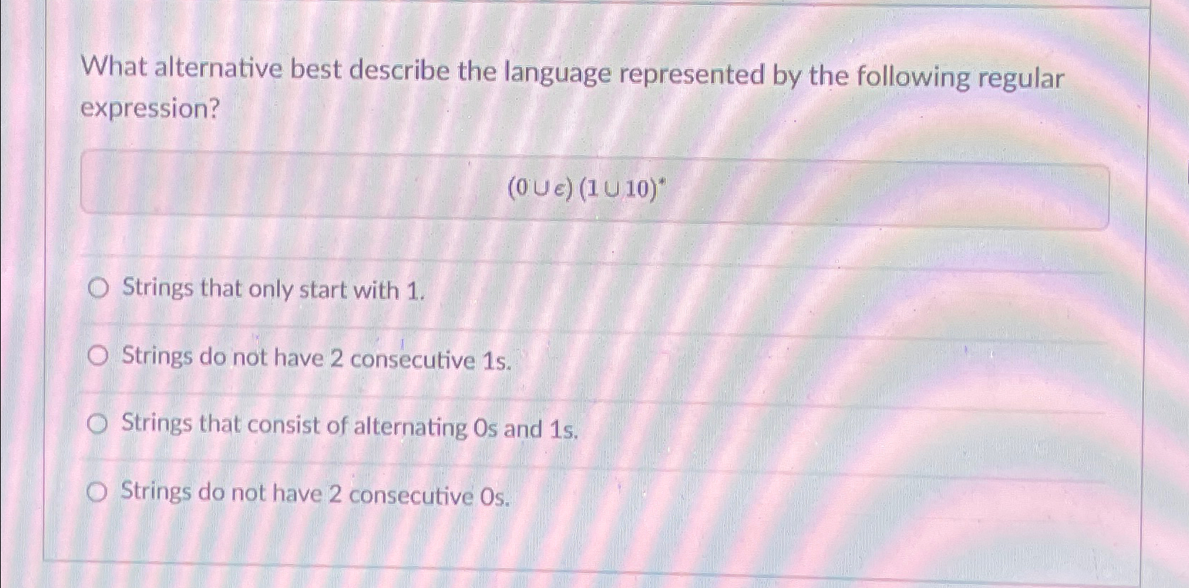 Solved What alternative best describe the language | Chegg.com