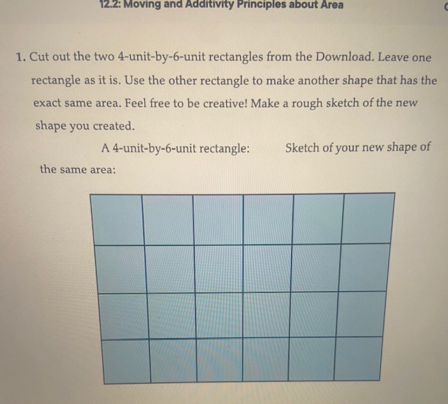 Solved 12.2: Moving and Additivity Principles about AreaCut | Chegg.com