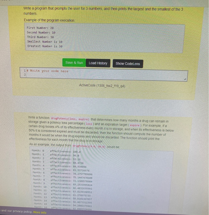 Solved Write a program that prompts the user for 3 numbers, | Chegg.com
