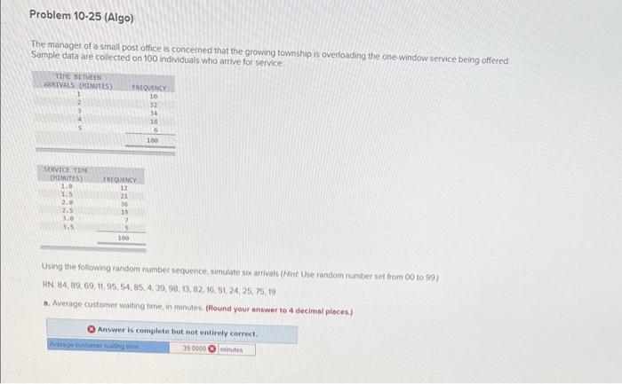 Solved The mariaget of a small post office is concerned that | Chegg.com