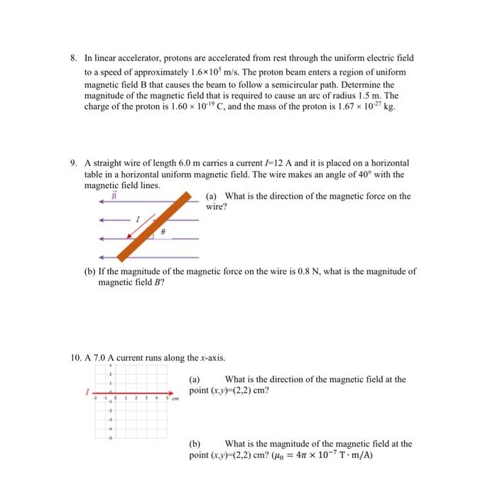 Solved 8. In linear accelerator, protons are accelerated | Chegg.com
