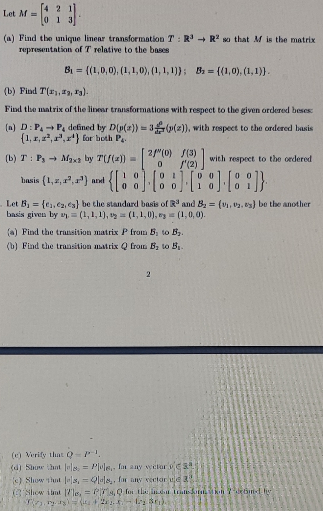 Solved Let M=[421013].(a) ﻿Find the unique linear | Chegg.com