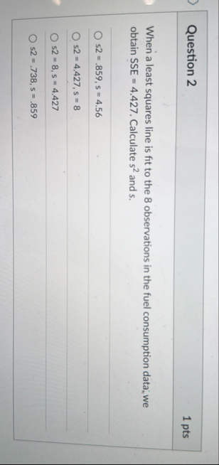 Solved Question 21 ﻿ptsWhen a least squares line is fit to | Chegg.com