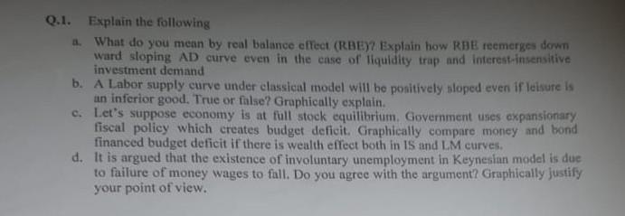 Solved Q.1. Explain the following a. What do you mean by | Chegg.com