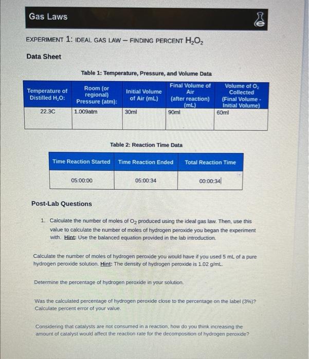 Solved Table 1: Temperature, Pressure, and Volume Data Table | Chegg.com