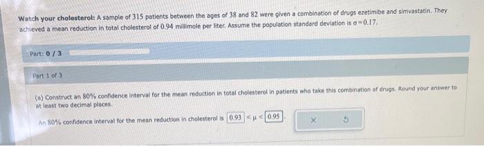Solved Watch your cholesterol: A sample of 315 patients | Chegg.com