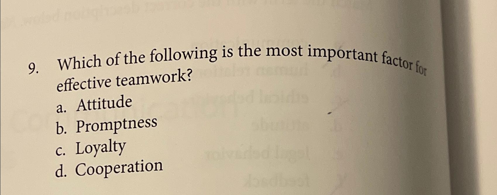 Solved Which of the following is the most important factor | Chegg.com