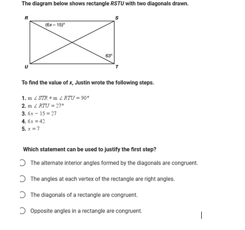 Solved The diagram below shows rectangle RSTU with two | Chegg.com