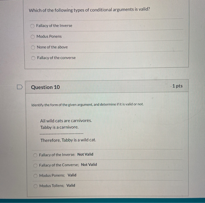 Solved Which of the following types of conditional arguments | Chegg.com