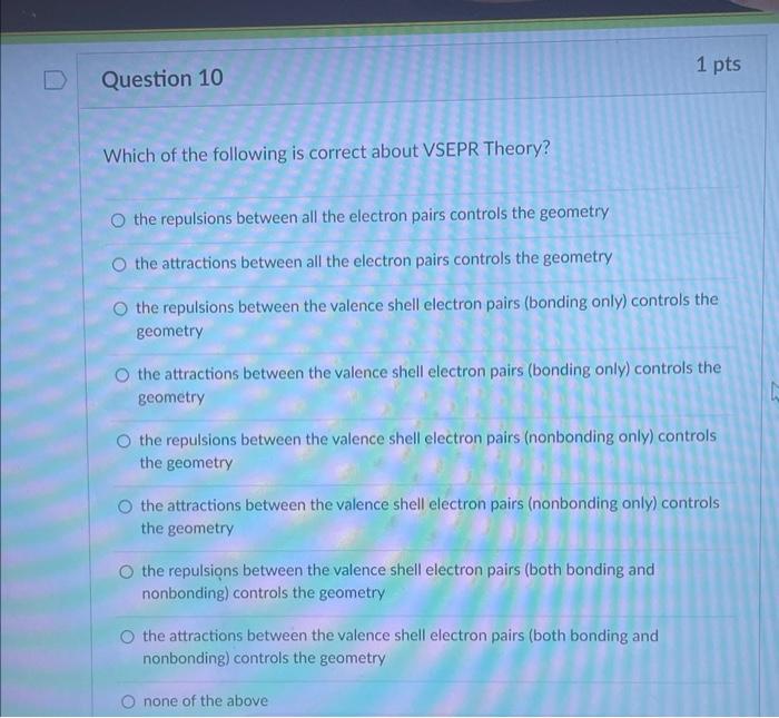 Solved Which of the following is correct about VSEPR Theory? | Chegg.com