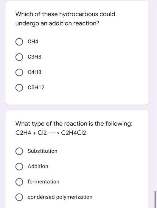 Solved Which of these hydrocarbons could undergo an addition | Chegg.com