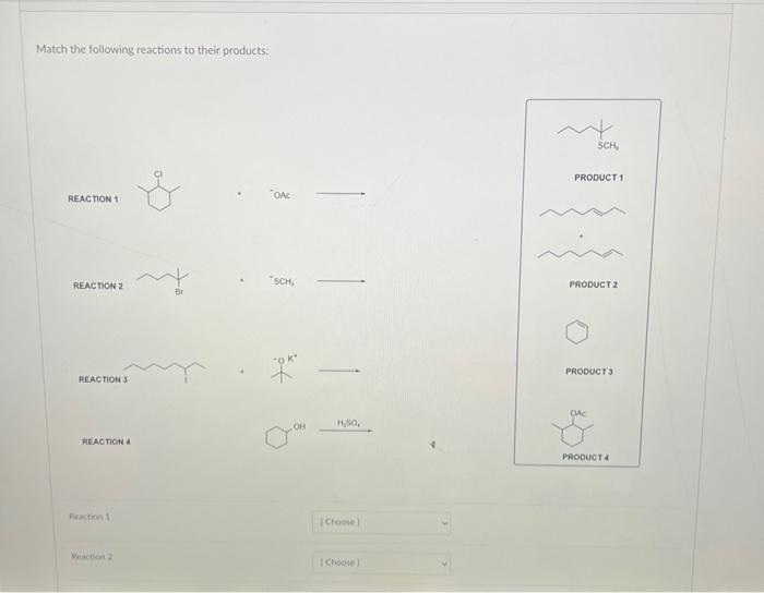 Solved Match the following reactions to their products: | Chegg.com