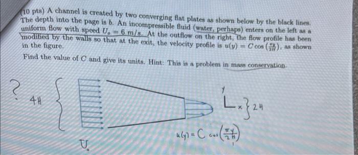 Solved (10 pts) A channel is created by two converging flat | Chegg.com