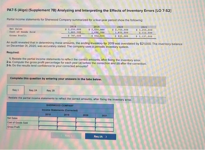 Solved PA7-3 (Algo) Calculating and Interpreting the | Chegg.com
