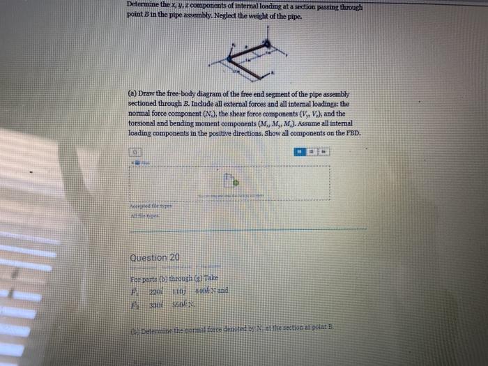 Solved Determine the x, y, z cornponents of internal loading | Chegg.com