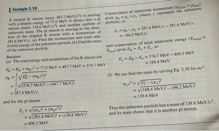 Solved 63. Consider the decay of the K meson from Example | Chegg.com