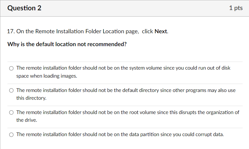 Solved Question 2On the Remote Installation Folder Location | Chegg.com
