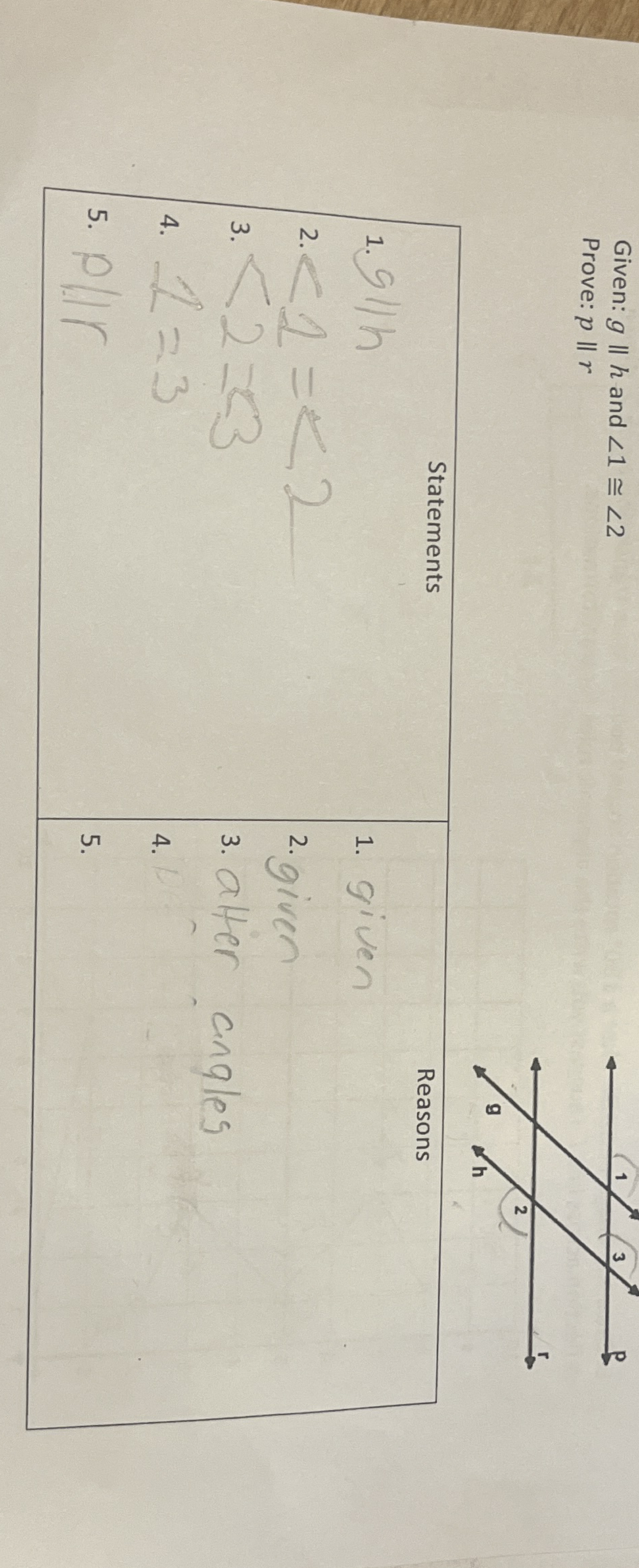 Solved Given: g||h ﻿and ??1~??2=Prove: | Chegg.com