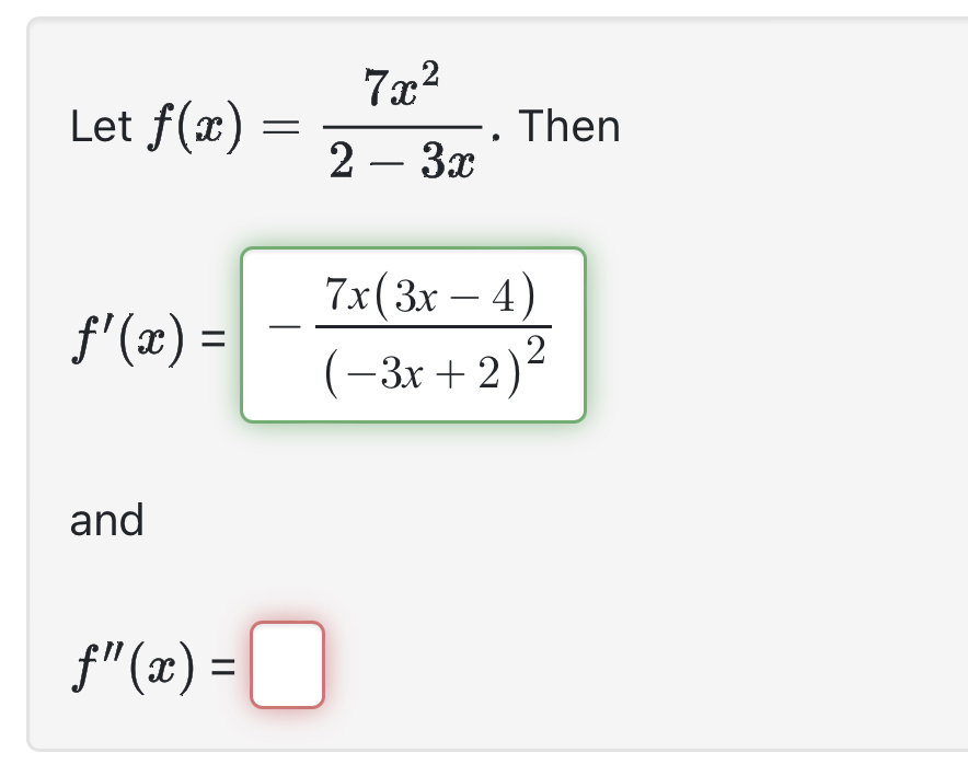 Solved Let f(x)=7x22-3x. | Chegg.com