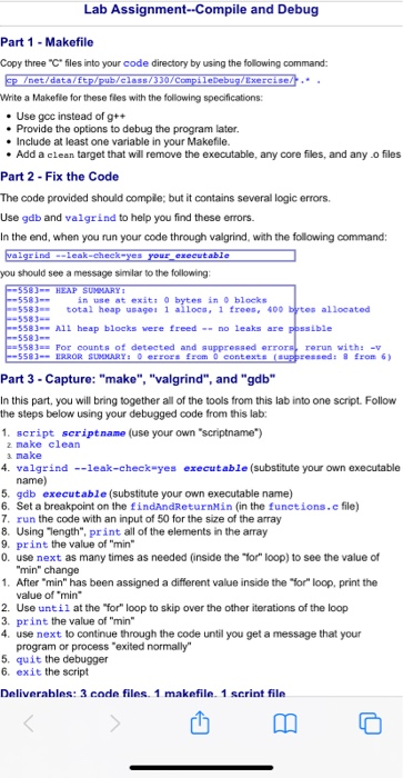 Lab Assignment--Compile and Debug Part 1 - Makefile | Chegg.com