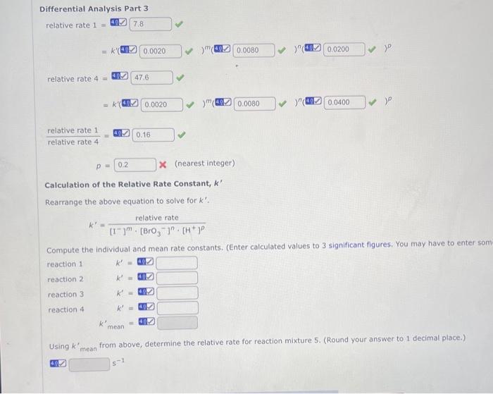 Solved Please help mefind The relative rate of one/two= | Chegg.com