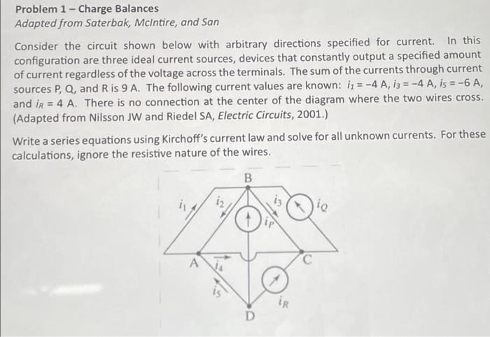 Solved Problem 1 - Charge Balances Adapted from Saterbak, | Chegg.com