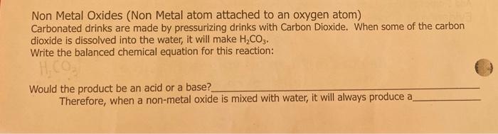 Solved Non Metal Oxides (Non Metal atom attached to an | Chegg.com