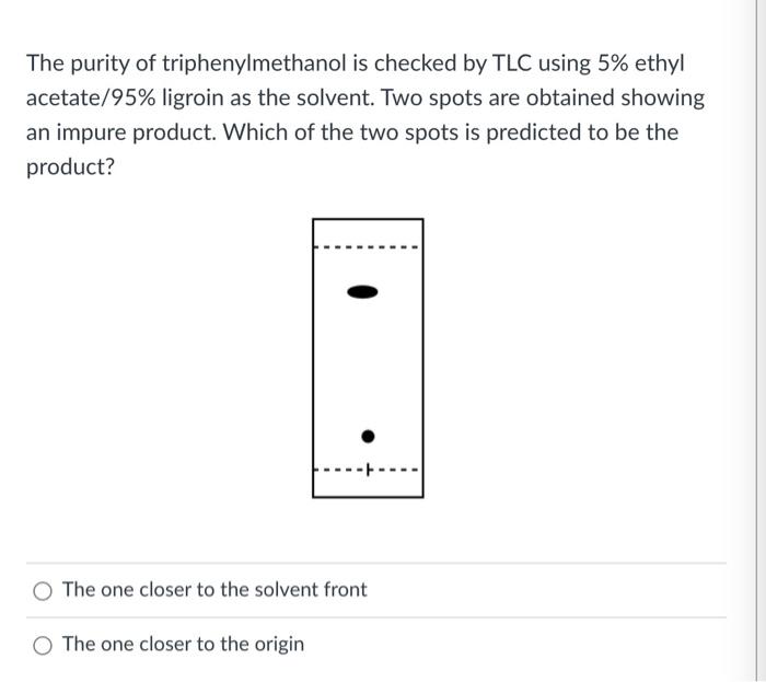 Solved The purity of triphenylmethanol is checked by TLC | Chegg.com